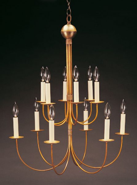 CCL912 Two-Tier 12 J-Arm Brass Chandelier | Cape Cod Lanterns